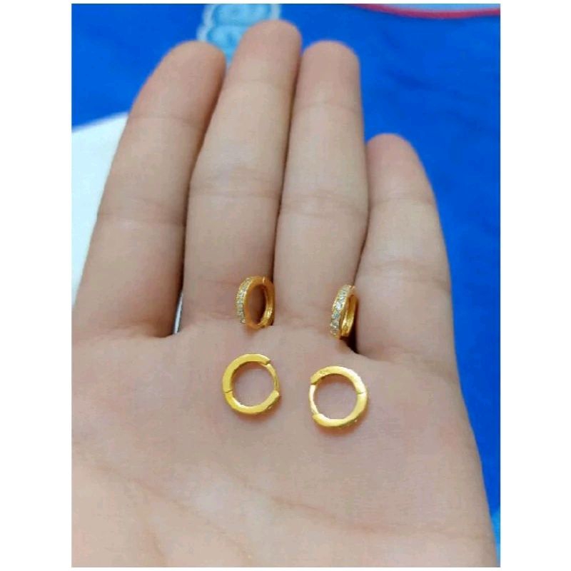 Jual ANTING KLIP ANAK TITANIUM GOLD MOTIF PERMATA BARIS SATU GOLD ANTI ...
