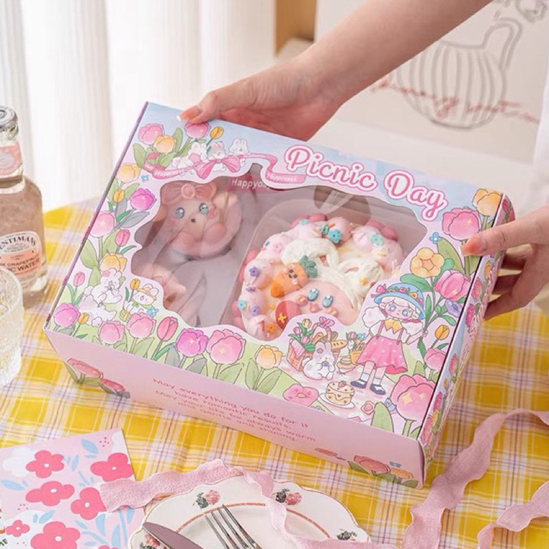 Jual Kotak kue korea 2in1 (Cake & Cupcake) Inner sekat / Paper Flower ...