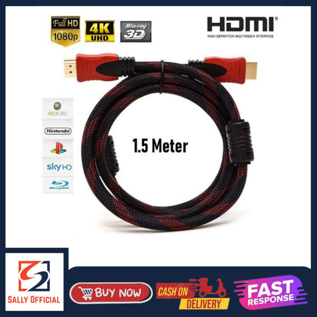 Jual Kabel HDMI 1.5M Serat Jaring 1.4 FULL HD Kabel HDTV 1080p 1.5 ...