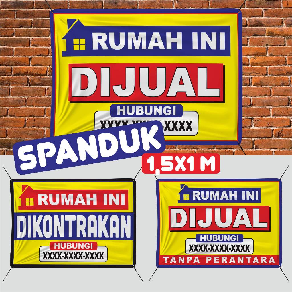 Jual Spanduk (ukuran 1,5M X 1M) dijual rumah, cetak banner rumah ...