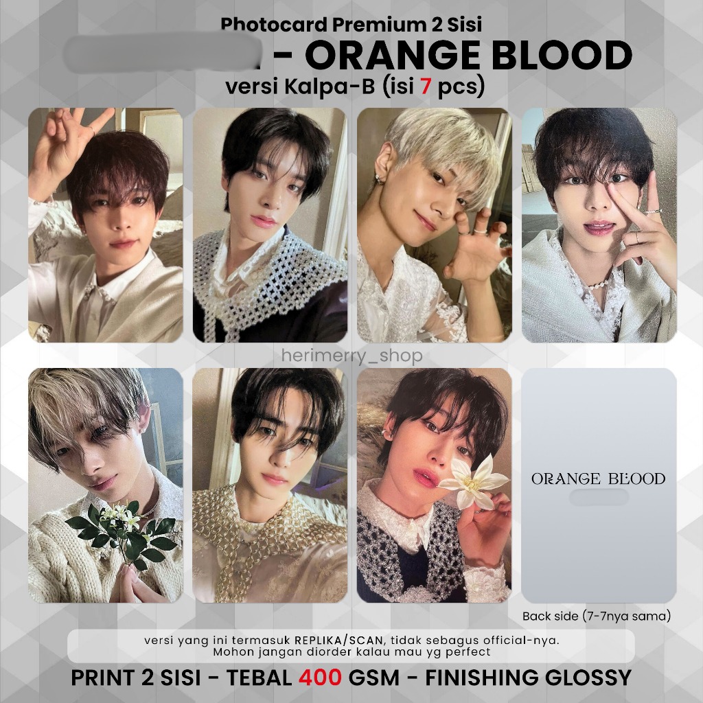 Jual (ISI 7 PCS) Photocard ENH*A ORANGE BLOOD - PC 2 SISI KPOP Premium fotocard Merch Unofficial ...