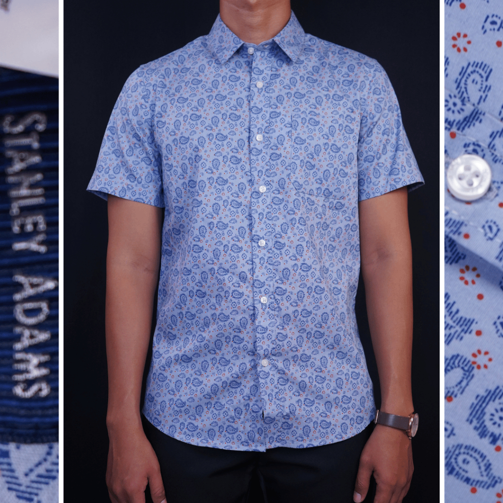 Jual Kemeja Kerja Pria Formal STANLEY ADAMS Slim Fit Biru Motif Batik ...