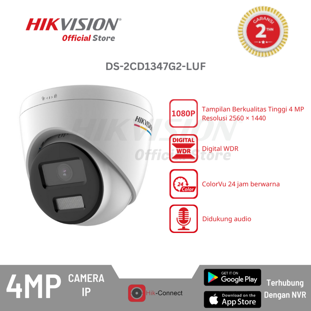 Jual HIKVISION - DS-2CD1347G2-LUF Camera IP CCTV 4 MP ColorVu MD 2.0 ...