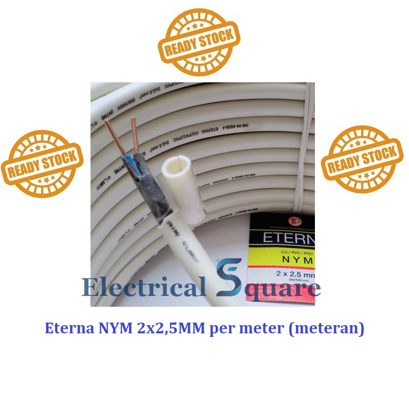 Jual Eterna Kabel Listrik NYM 2x2.5MM per 1 Meter (Meteran) Kawat Tembaga Original SNI LMK 2 x 2 ...