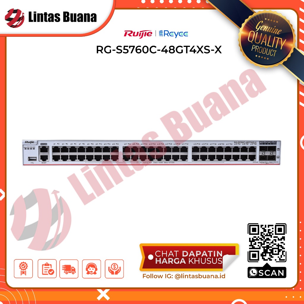Jual Ruijie RG-S5760C-48GT4XS-X 48-Port GE Electrical Layer 3 ...