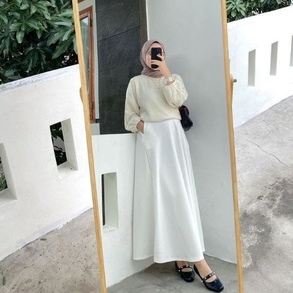 Jual ROK POLOS A LINE / ROK SHAKILA / Flare A-line korean stlye | ROK A ...