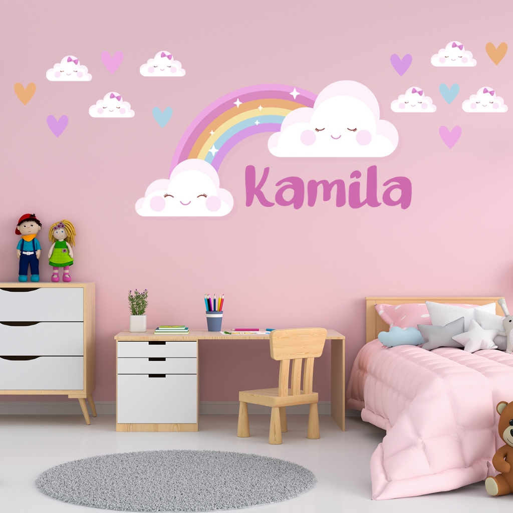 Jual Wall Sticker Kamila - Stiker Dinding Rainbow Custom Nama Dekorasi ...
