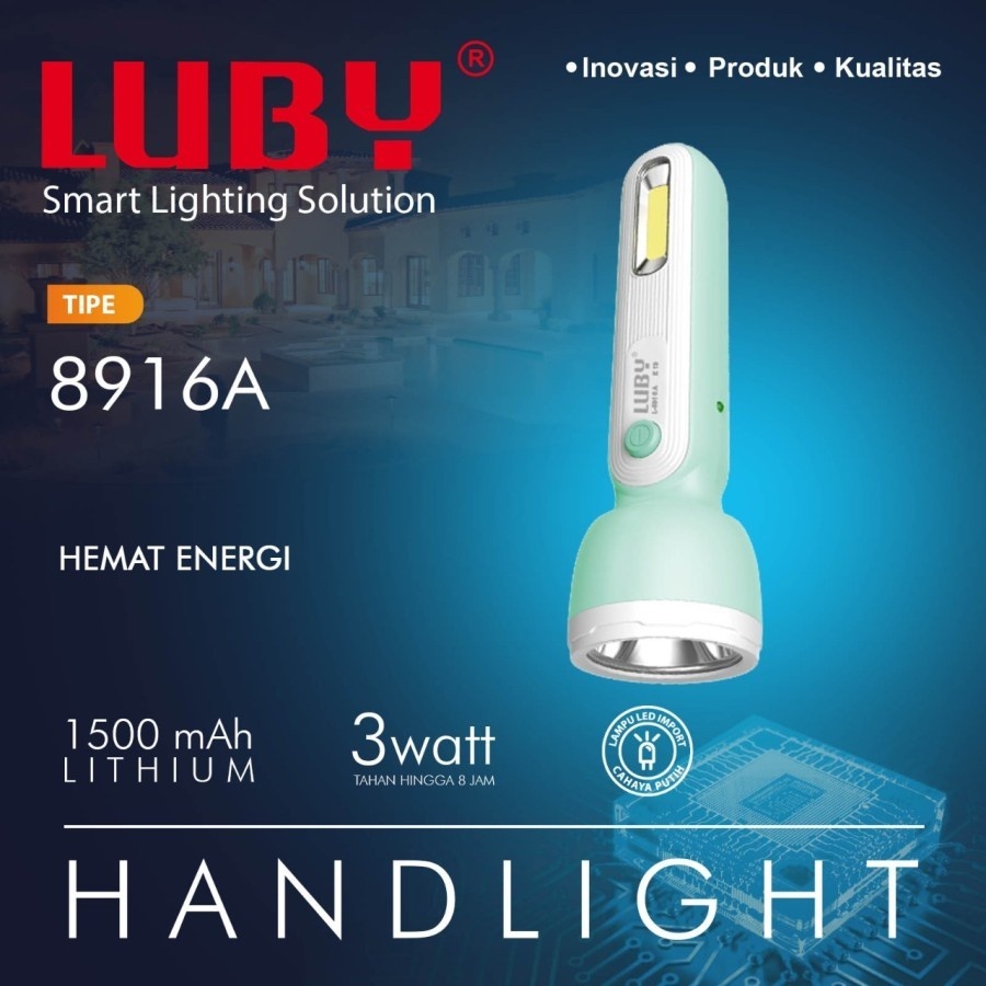 Jual LUBY L-8916A Senter LED Emergency Lampu Senter Emergency Senter ...