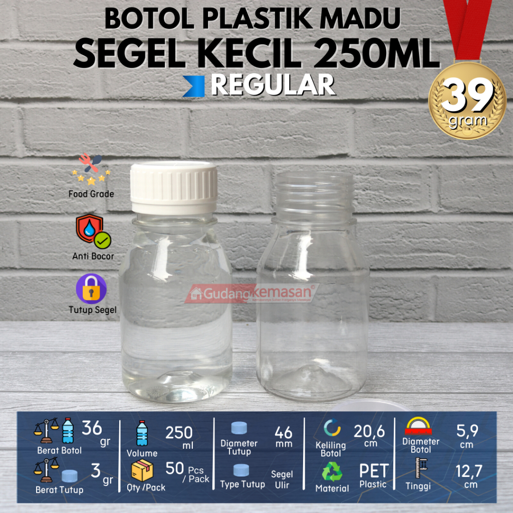 Jual BOTOL PLASTIK 250ML PET PS TUTUP SEGEL KECIL | Shopee Indonesia