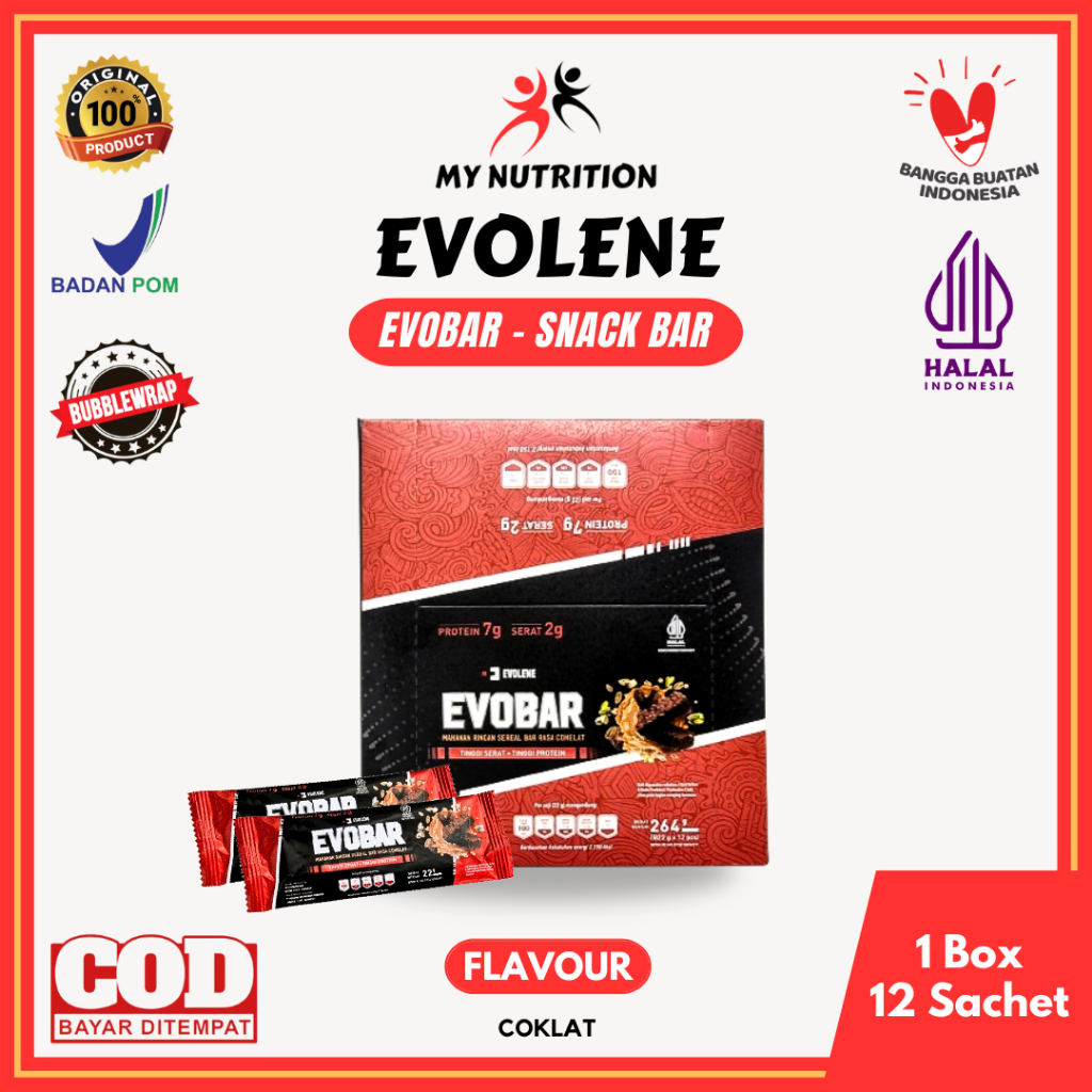 Jual Evolene EVOBAR 1 Box 12 Sachet Evolen Evo Bar Makanan Cemilan ...