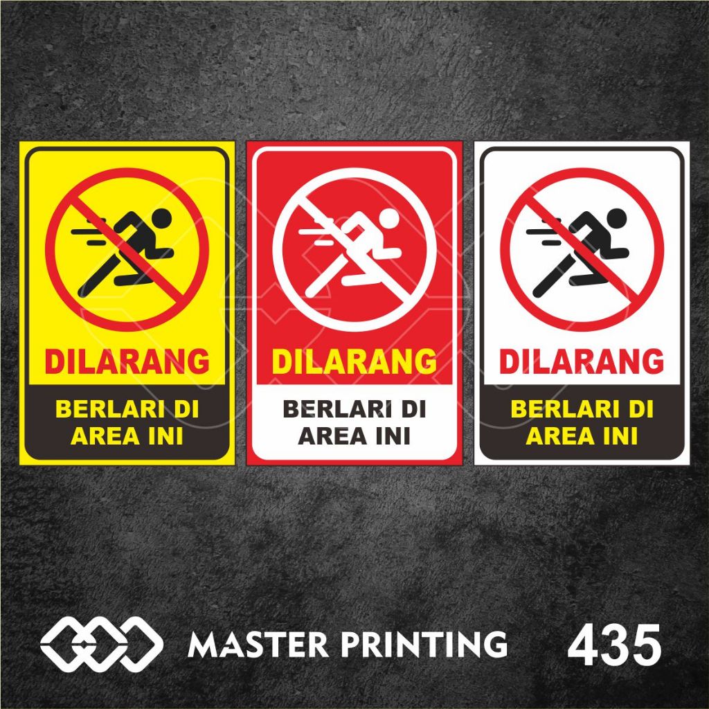 Jual 435 - Stiker Dilarang Berlari di Area ini, Sticker Vinyl, Premium ...