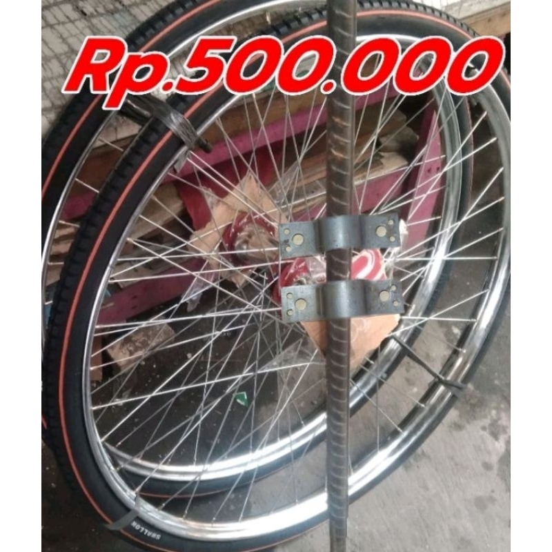 Jual BONUS KLEM..!! 1 PASANG roda gerobak VELG BECAK TINGGAL PASANG ...
