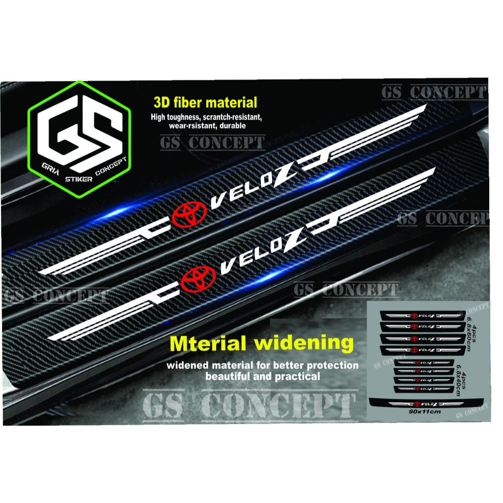 Jual 9 pcs pintu sticker sill plate carbon 3d mobil veloz sticker ...