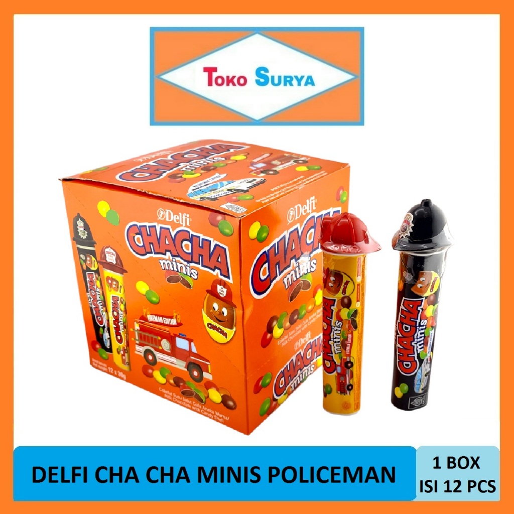 Jual Delfi Cha Cha Minis Policeman Edition 30 Gr Milk Chocolate 1 Box 12 Pcs | Shopee Indonesia