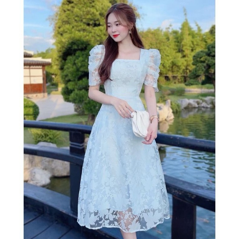 Jual Shibuya Dress Organza Floral Korean Vintage Summer Sweet Street ...