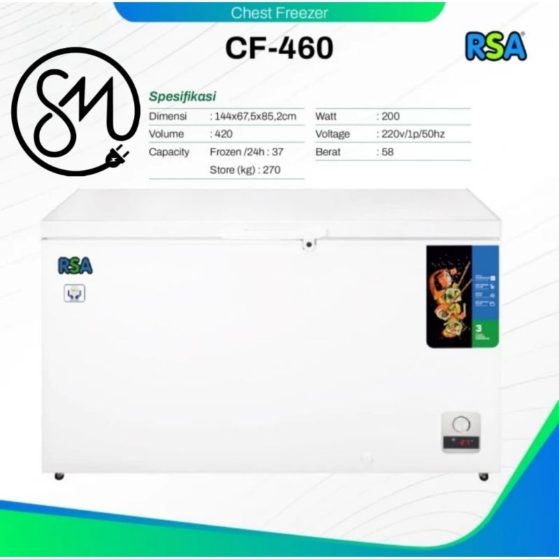 Jual Chest Freezer RSA CF-460 420 Liter CF460 Freezer Box | Shopee ...