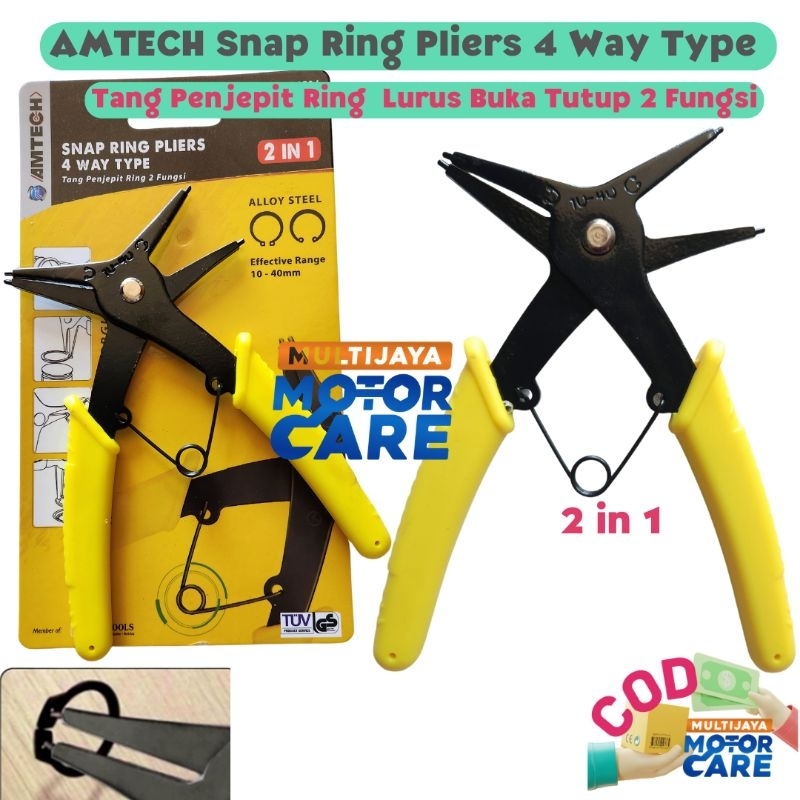 Jual AMTECH Tang Spi Snap Ring Pliers 4 Way Tang Penjepit Lurus Buka ...