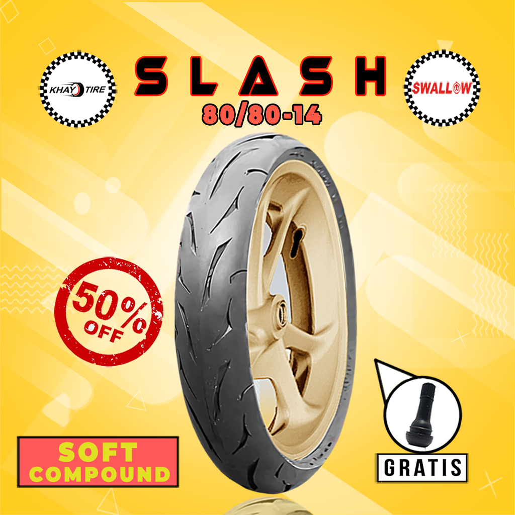 Jual Ban Soft Compound Motor Matic SWALLOW SLASH 80/80 Ring 14 Tubeless ...