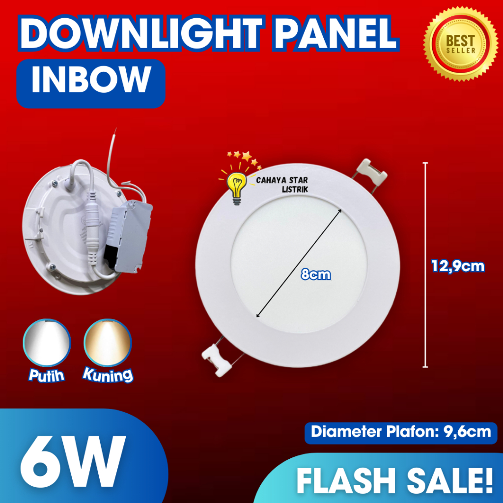 Jual Lampu Downlight LED Panel Inbow 6 Watt 6W Bulat Tipis IB Bulat 6 ...