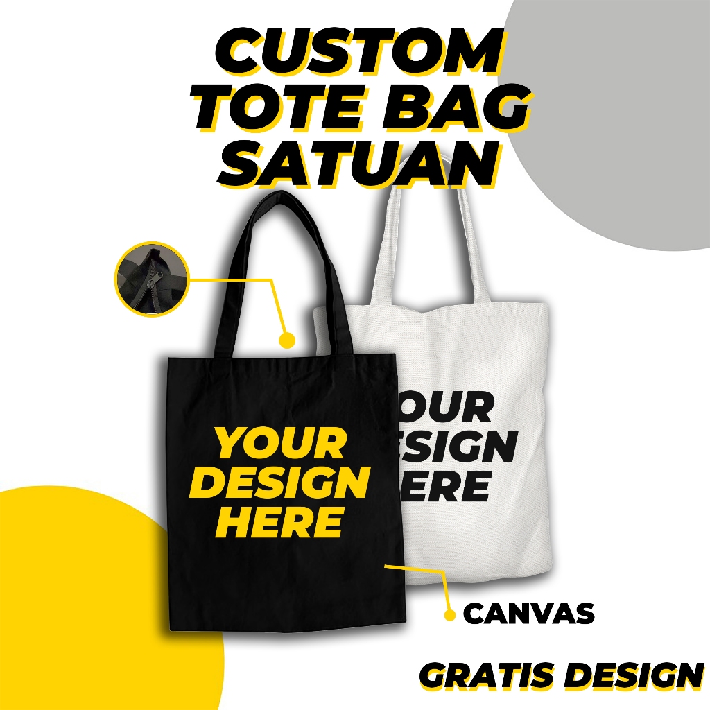 Jual TOTE BAG (RESLETING) CUSTOM SATUAN DESAIN LOGO SENDIRI | Shopee ...