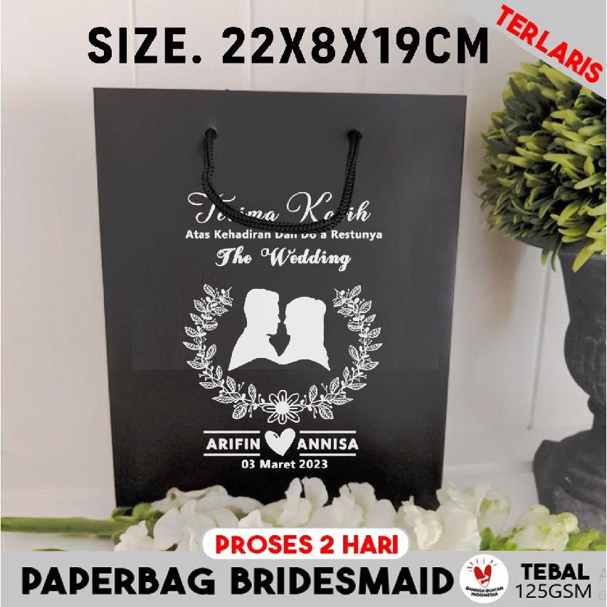 Jual (CUSTOM) Paper Bag Polos Warna Hitam Polosan 19x8x22 cm Paperbag ...
