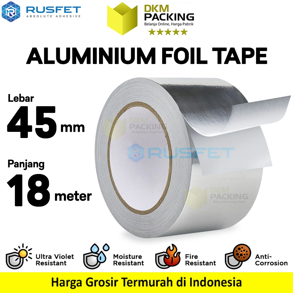 Jual Lakban Aluminium Foil Tape Isolasi Waterproof Tahan Panas RUSFET | Shopee Indonesia