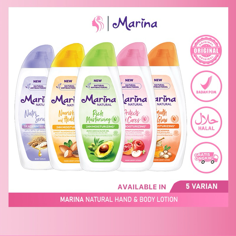Jual MARINA Natural Hand & Body Lotion | Marina Whitening Lotion 95ml | 190ml | 335ml | 475ml ...