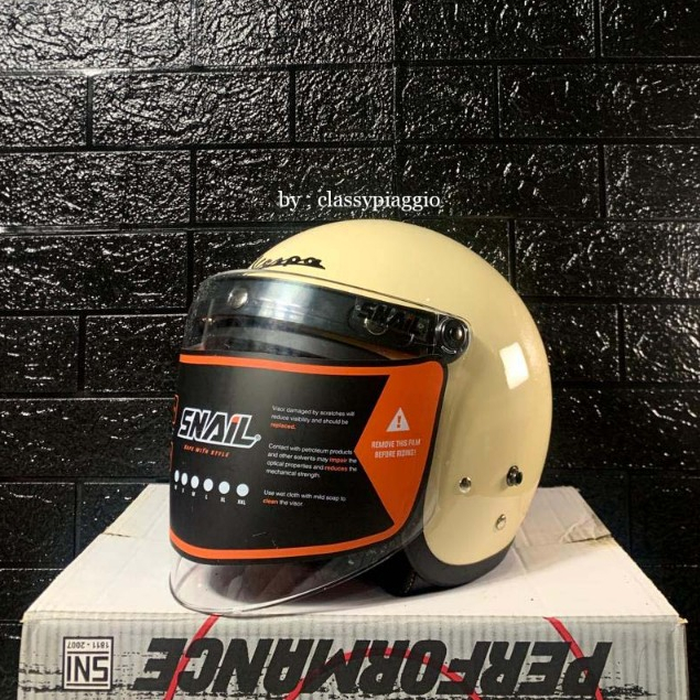 Jual Helm Vespa Cream Lengkap Kaca Full Face | Shopee Indonesia