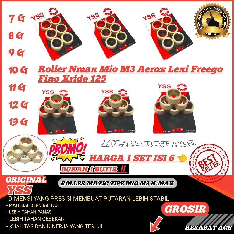 Jual ROLLER ROLER ( YM3 ) NMAX AEROX MIO M3 S Z FINO 125 LEXI XEON 7 8 ...