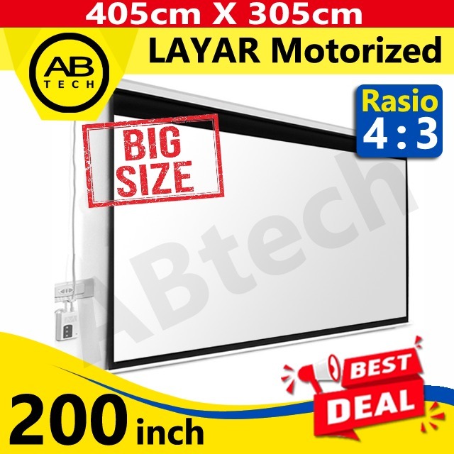 Jual Layar Proyektor Motorized 200 inch Rasio 4:3 - Screen Projector ...