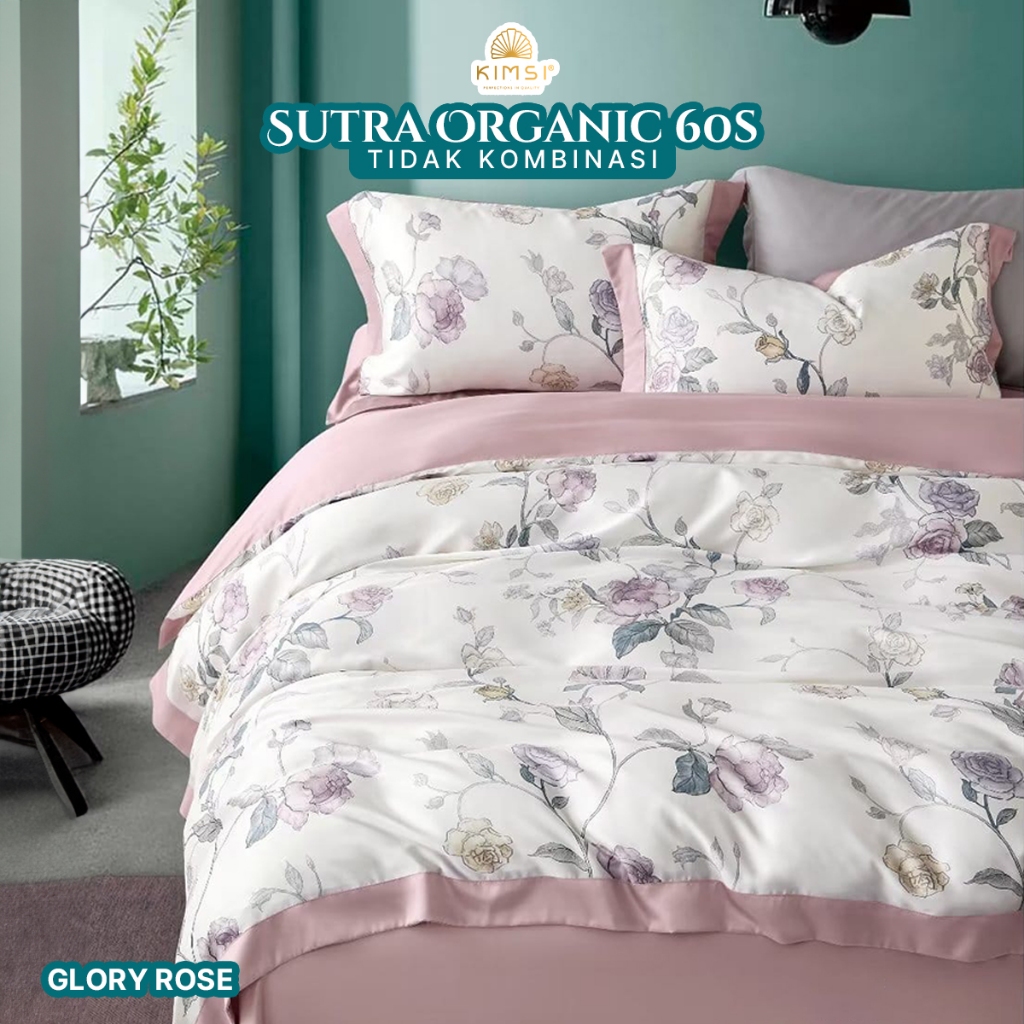 Jual BEDCOVER SET SPREI SUTRA ORGANIC 60S MOTIF BUNGA MINIMALIS BED ...