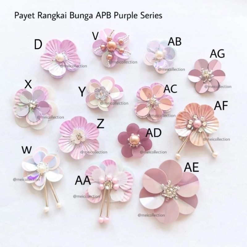 Jual (SATUAN) Payet bunga APB KOMPILASI NUANSA PURPLE series jahit ...