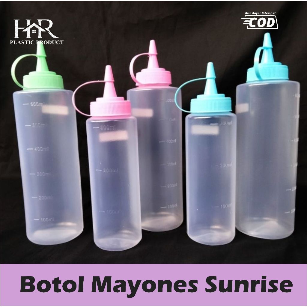 Jual Botol mayonaise moyo Sunrise 300 ml, 400 ml, 600 ml / Botol saus / Botol squize / Botol ...
