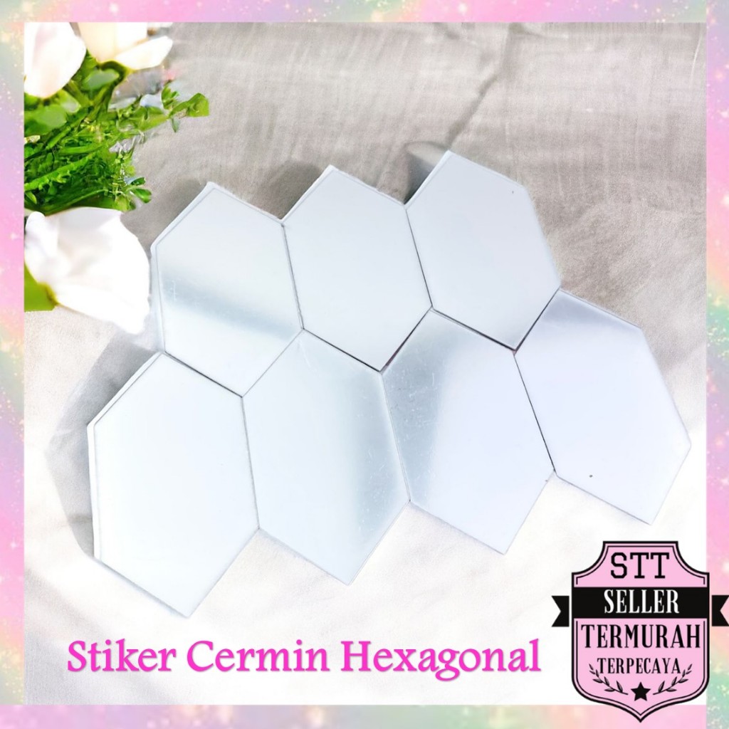 Jual STT Stiker Cermin Dinding Hexagonal Mini Anti Pecah Sticker Kaca ...