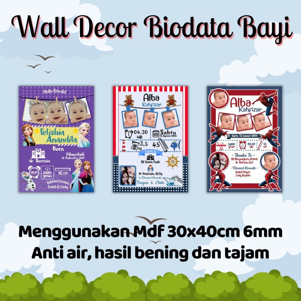 Jual Wall Decor Pajangan Dinding Biodata Bayi 30X40 CM | Shopee Indonesia