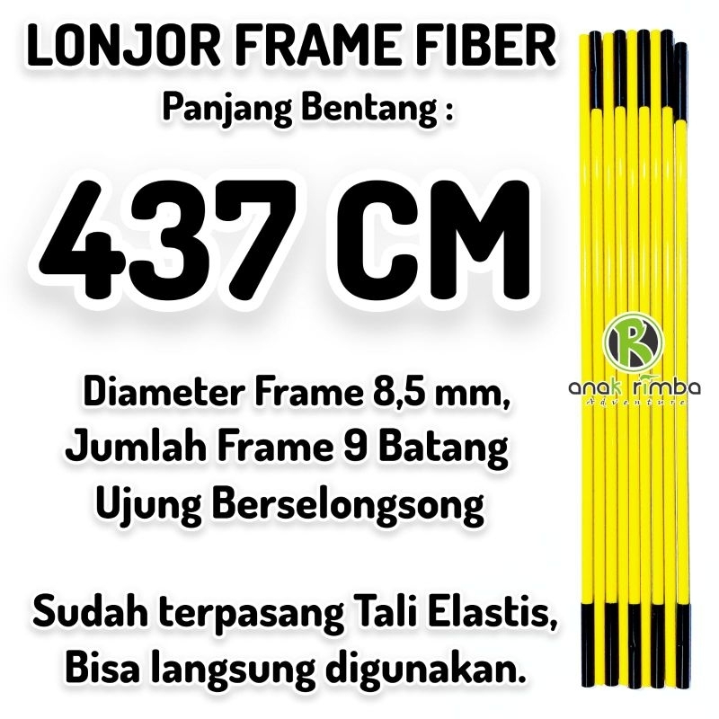 Jual LONJOR FRAME FIBER 437 CM DIAMETER 8,5 mm FRAME LONJOR UTAMA TENDA ...