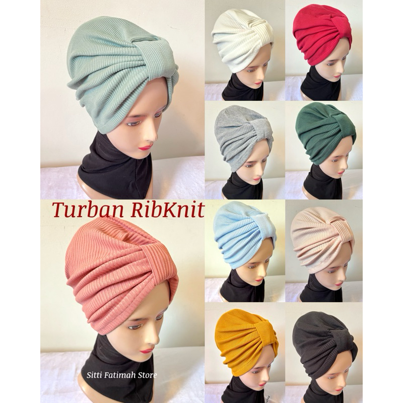 Jual Turban Instan Rib Knit Turban polos Turban rajut Turban zumba ...