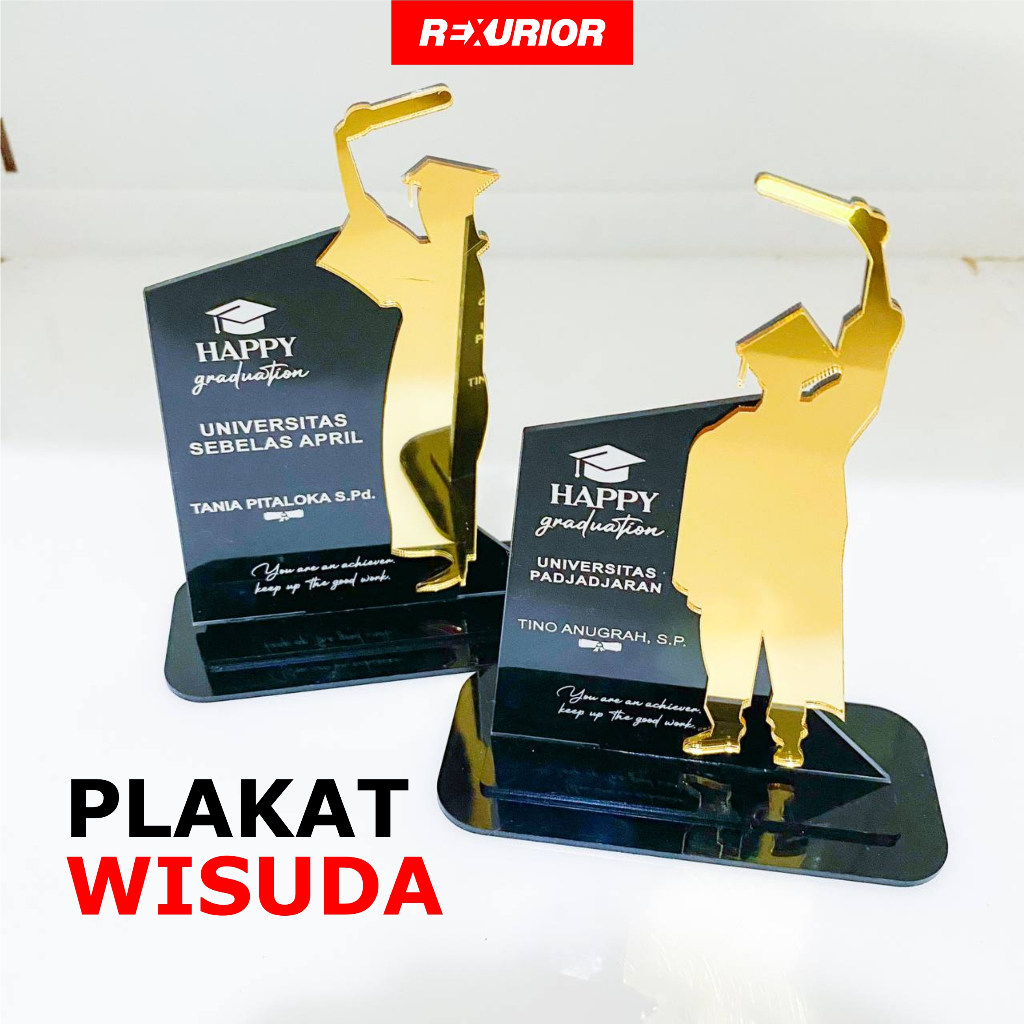 Jual Plakat Wisuda / Graduation Karakter Akrilik Mewah Gold I REXURIOR ...