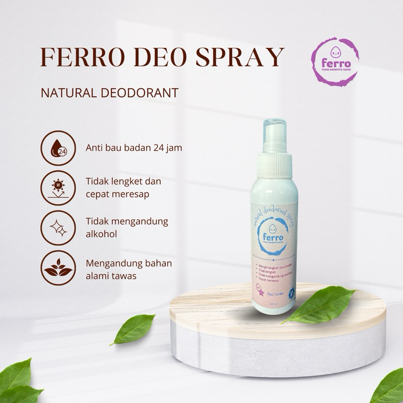 Jual FERRO Deo Spray Tawas Parfum Premium 100ml | Shopee Indonesia