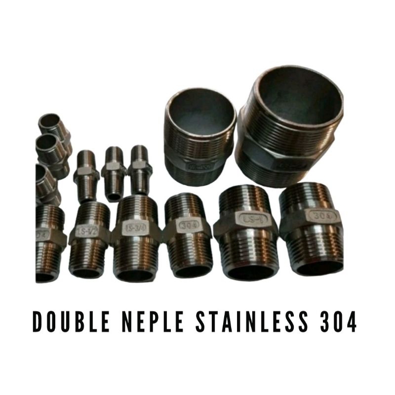 Jual Double neple 1 1/2" inch drat luar 304 stainless | Shopee Indonesia