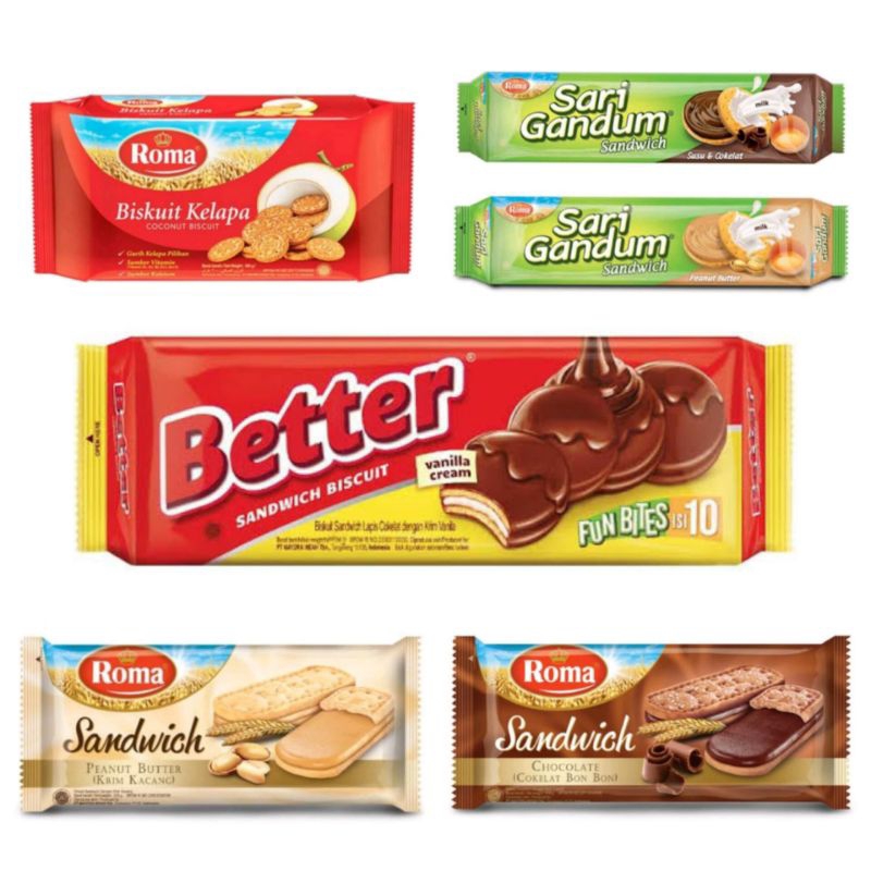 Jual BISKUIT ROMA & BETTER - Sari Gandum Cokelat Kacang Sandwichi ...