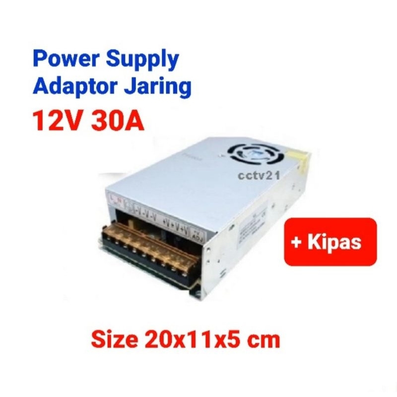 Jual Power supply adaptor Jaring DC 12V 30A murni plus KIPAS Kamera ...