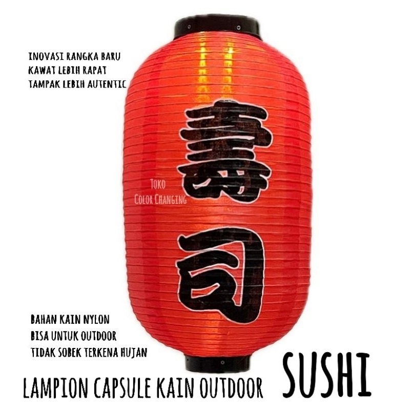 Jual Lampion Jepang Lonjong KAIN PREMIUM OUTDOOR SUSHI MERAH 25 cm ...