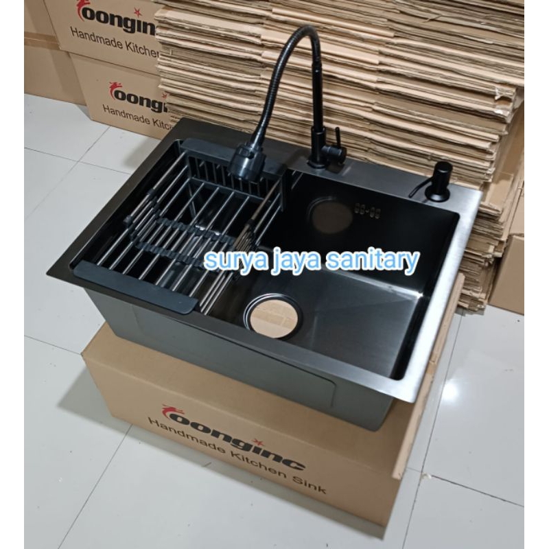 Jual paket lengkap kitchen sink 6045 hitam / kitchen sink 60 x 45 hitam ...