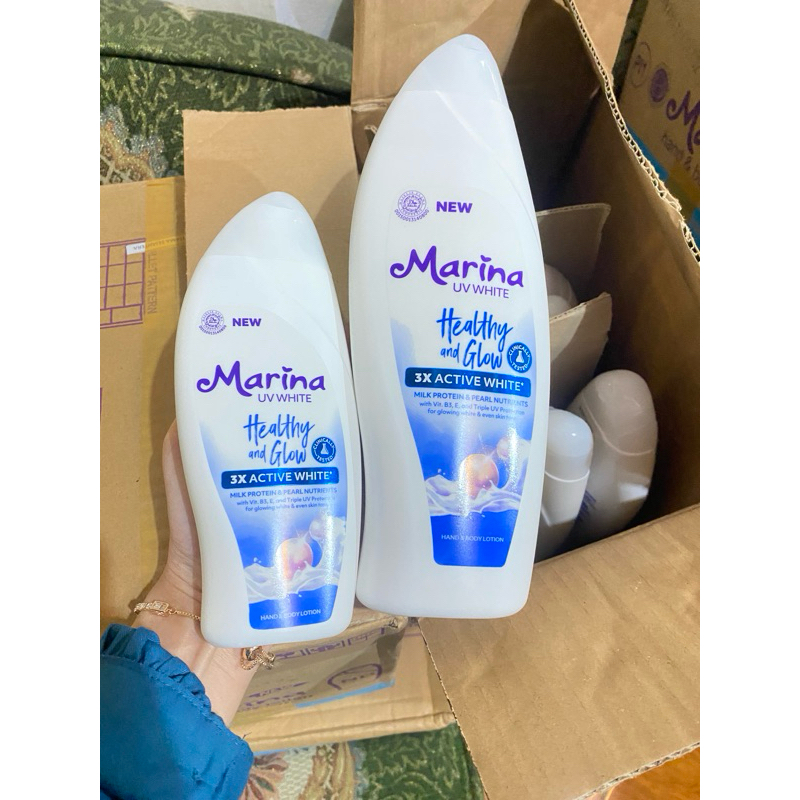 Jual marina Body lotion UV WHITE viral biru | Shopee Indonesia