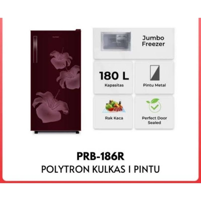 Jual POLYTRON KULKAS / LEMARI ES 1 PINTU PRB 186 R 180 L GARANSI RESMI ...