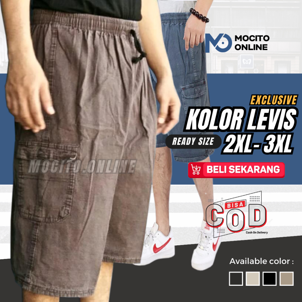 Jual Celana Pendek Pria Jumbo Kolor Laki laki Big Size Semi Jeans ...