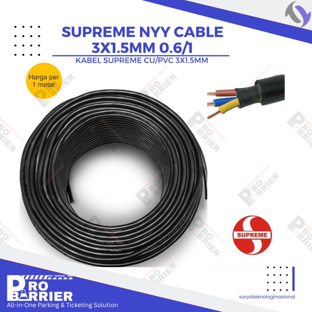 Jual Kabel NYY SUPREME 3 x 1.5mm (Kabel Listrik Tembaga Tunggal ...