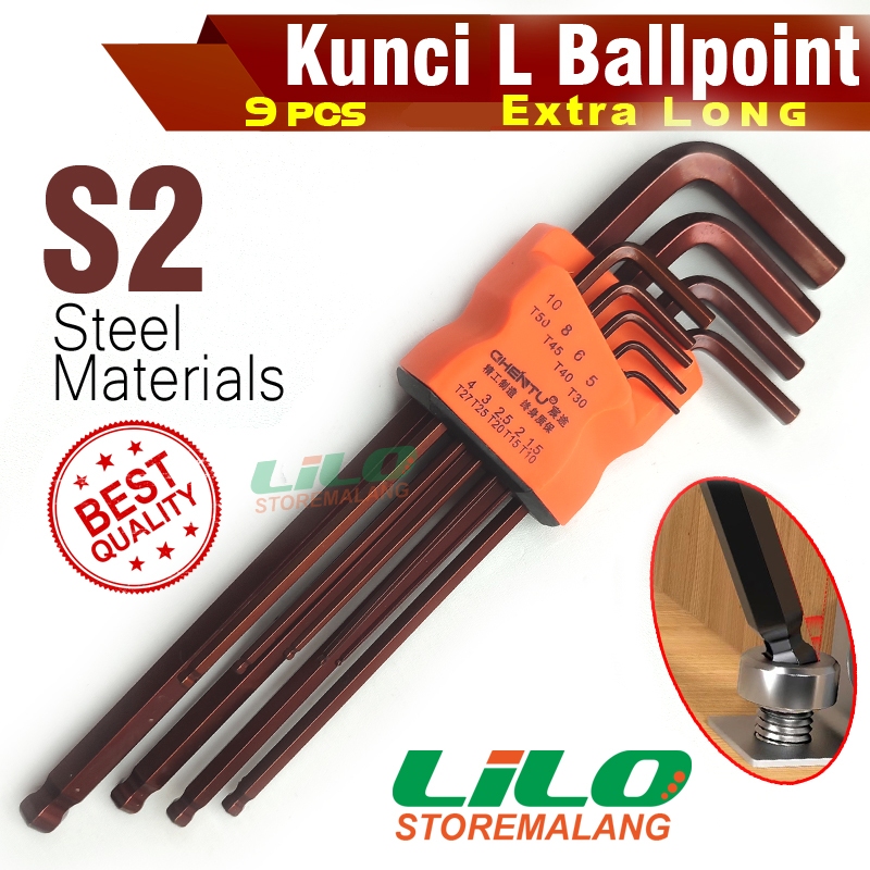 Jual Kunci L Ballpoint ball point ballnose ballhead Baja S2 Kualitas hex key long set 9 pcs L261 ...