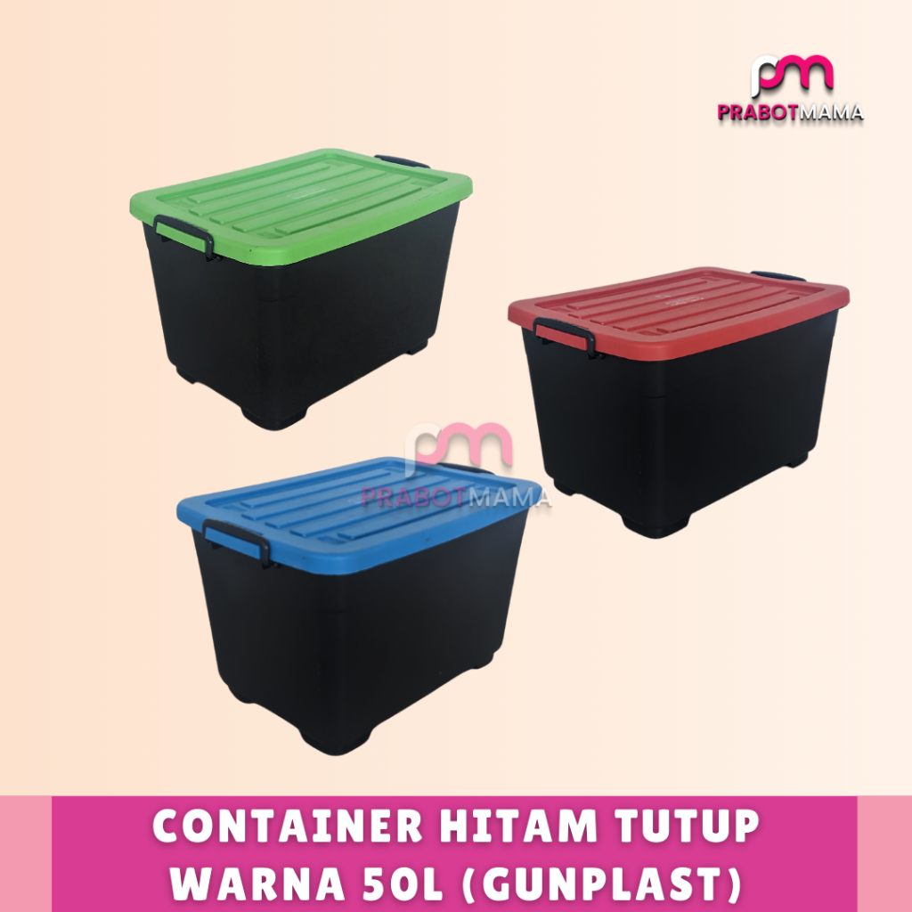 Jual Container Box Hitam Tutup Warna 50L dengan roda - PRABOTMAMA ...